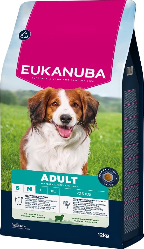 EUKANUBA Adult Small Medium Breeds Lamb Rice 12 kg száraz kutyatáp kis ...
